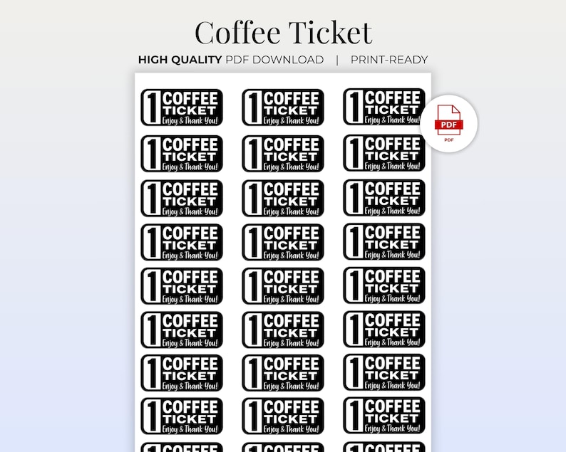 Coffee Tickets | Printable Café Voucher Template | Party & Event Coffee ...
