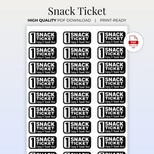 Snack Tickets | Printable Party Voucher Template | Event Snack Tokens ...