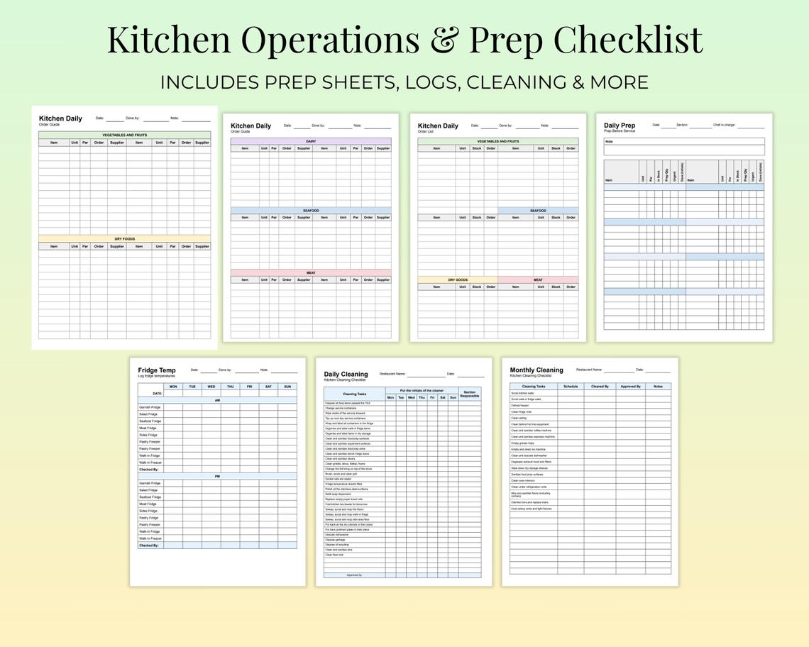 Restaurant Kitchen Templates Bundle | Printable and Editable BOH Order ...