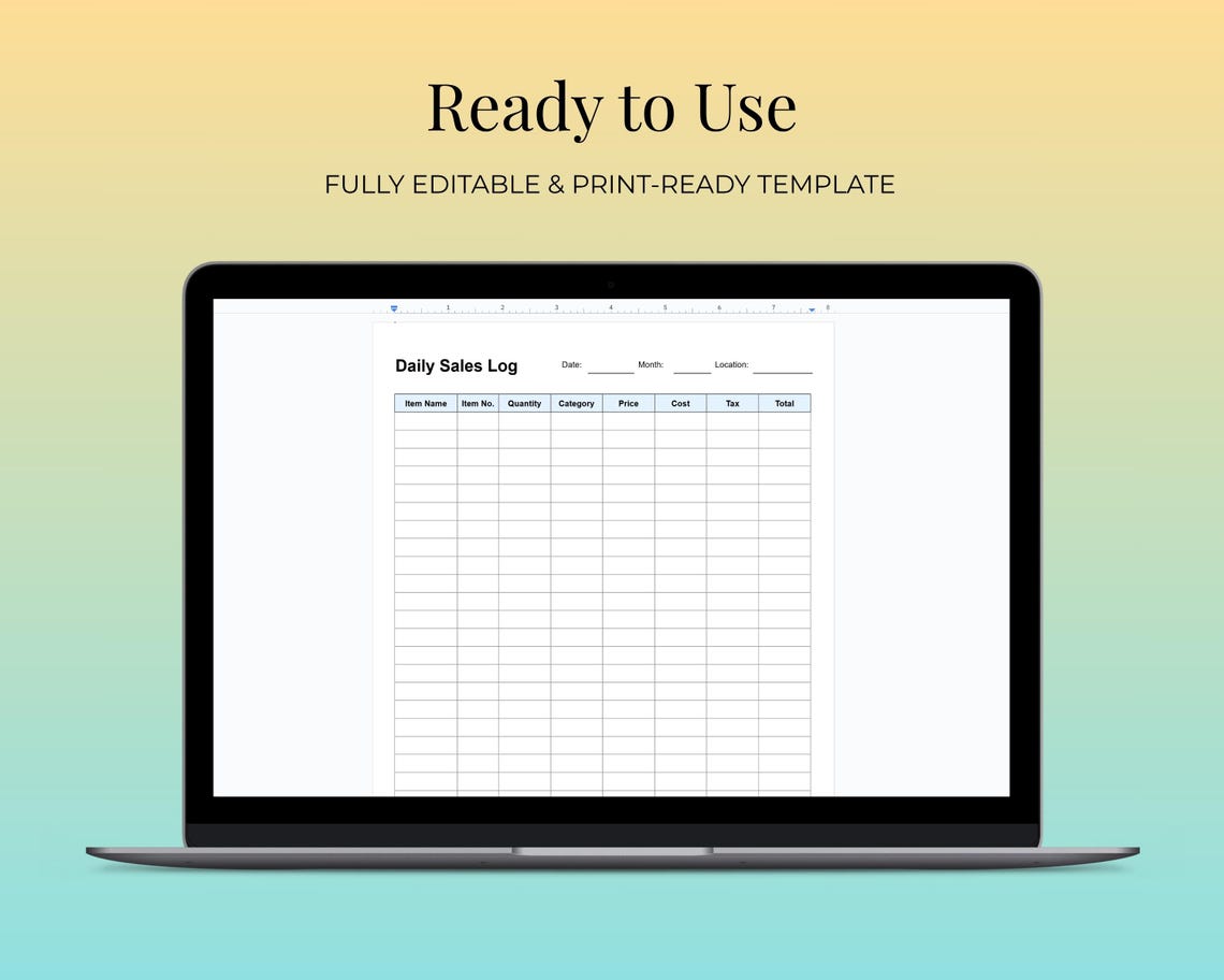 Daily Sales Log Template Editable & Printable | A4 Sales Tracker PDF ...