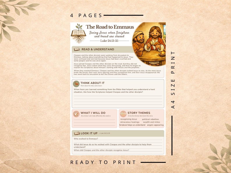 Road to Emmaus Activity Pack for Kids | Luke 24 Bible Lesson, Faith ...