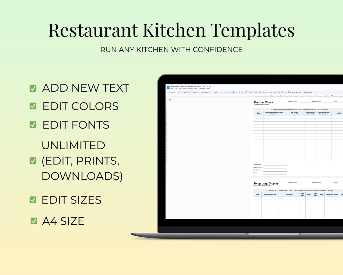Restaurant Kitchen Templates Bundle | Printable and Editable BOH Order ...
