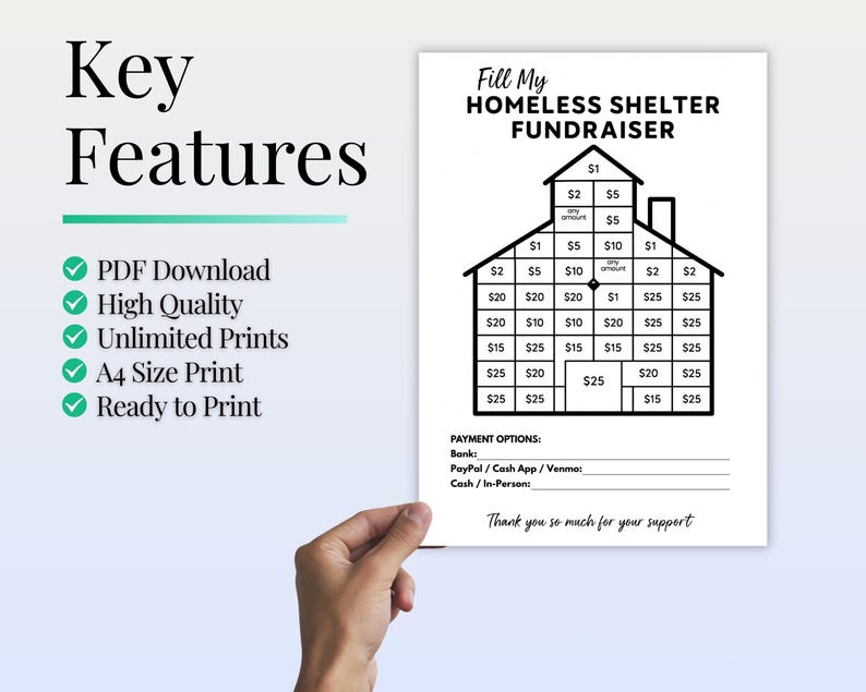 Homeless Shelter Fundraiser Chart | Donation Tracker Printable ...