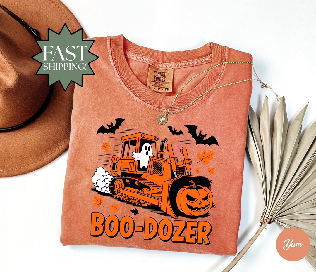 Halloween Boo Dozer Kids Shirt: Funny Ghost Construction Tee - Etsy