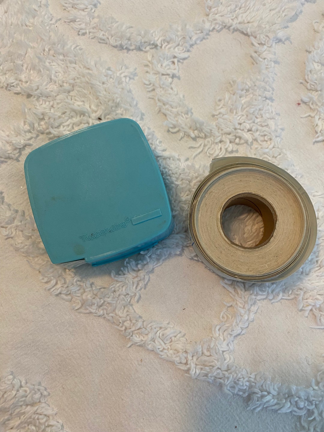 Tupperware Blue Label Holder Dispenser With Labels, Extra Roll of ...