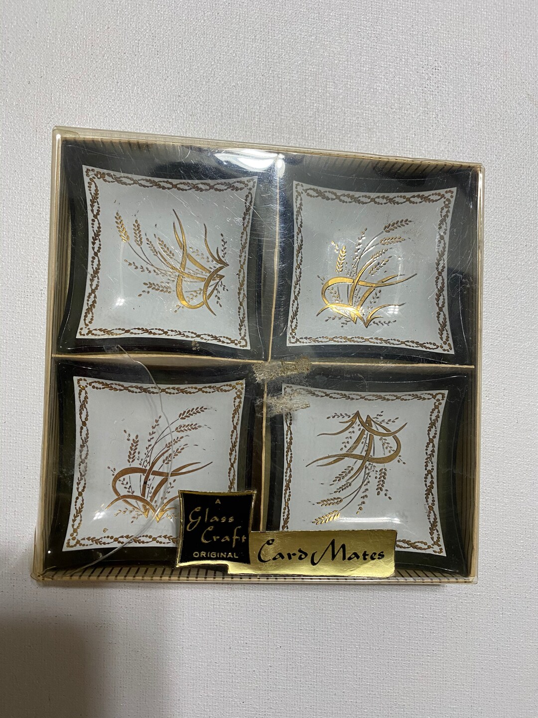 Vintage Glass Craft Original Card Mates Wheat Design Smoked - Etsy