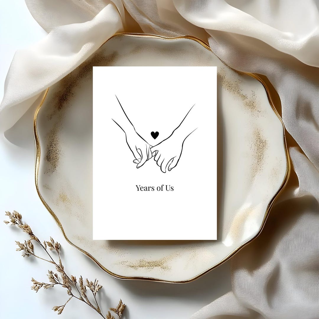 Printable Anniversary Card, Years Together Art, Minimal Line ...
