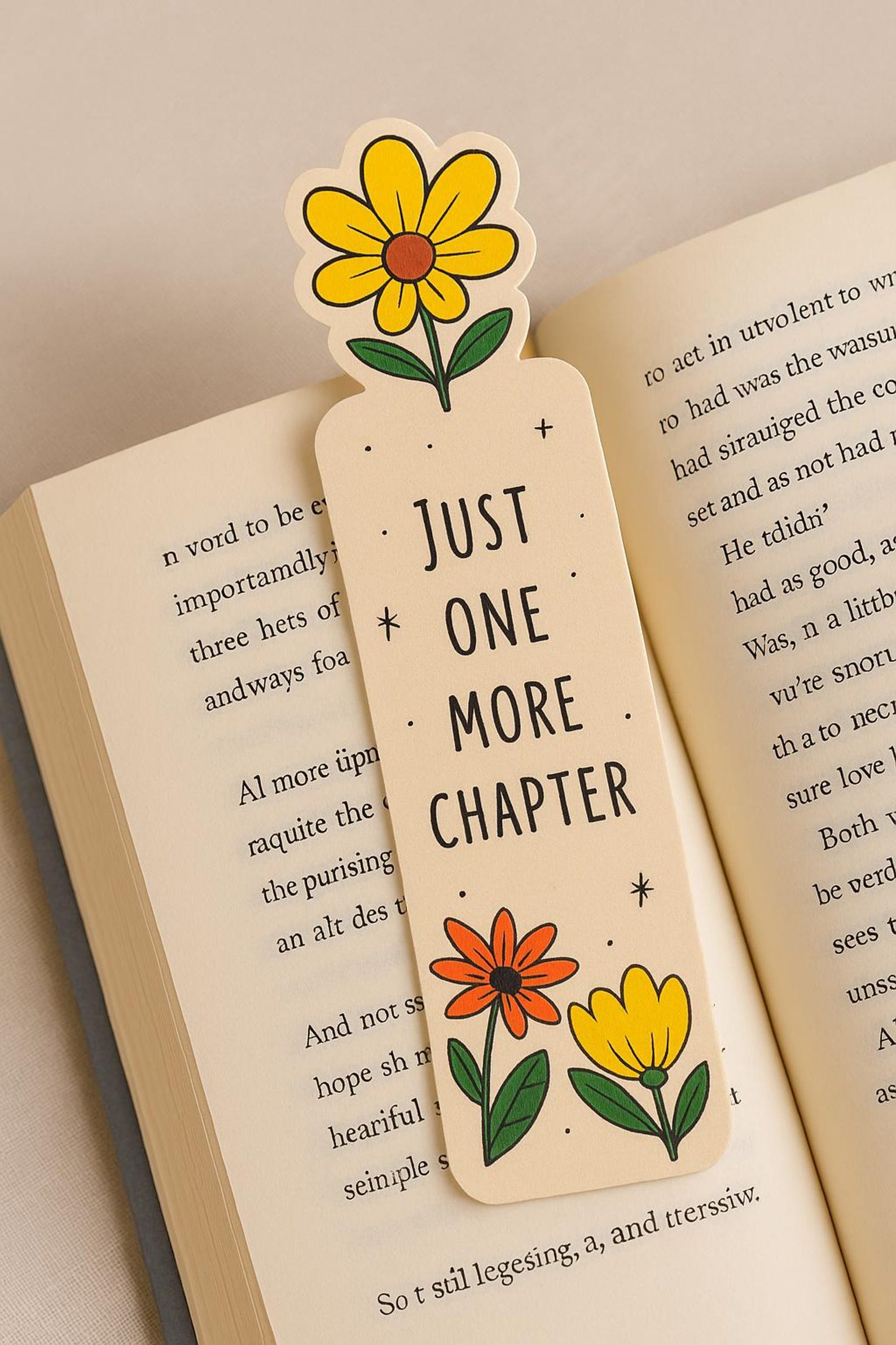 Floral Bookmark Just One More Chapter Quote (digital Download) - Etsy