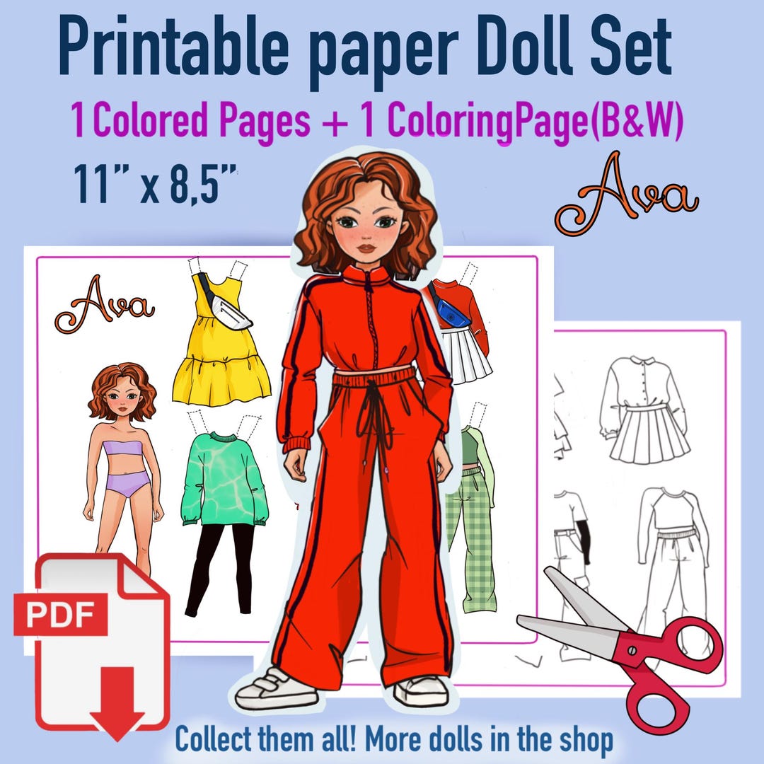 Paper Doll Printable, Paper Doll Clothes, DIY Dolls, Paper Doll Book ...