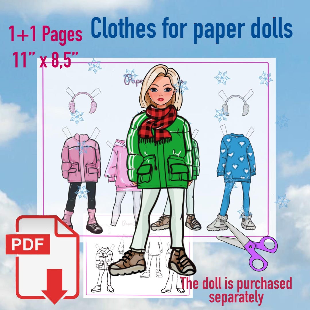 Paper Doll Clothes – Hand-drawn Winter Outfit Set (pdf)-fashion Paper ...