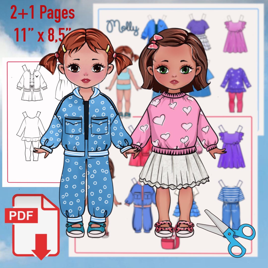 Fashion Paper Dolls Set –printable Style Dolls With Outfits – Paper ...