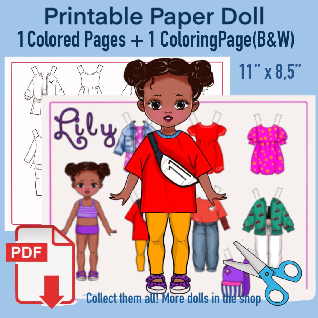 Paper Doll Printable, Paper Doll Clothes, DIY Dolls, Paper Doll Book ...