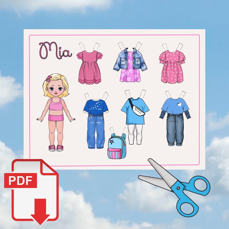 Printable Paper Doll Set, Hand-drawn Dress up Dolls (PDF) - Etsy