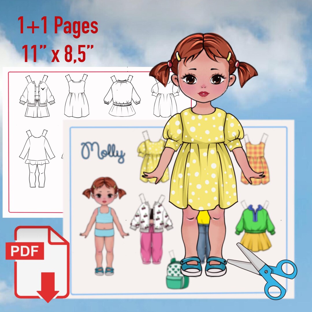 Printable Paper Dolls- Dress up Dolls- Paper Doll Set-handmade Dolls ...