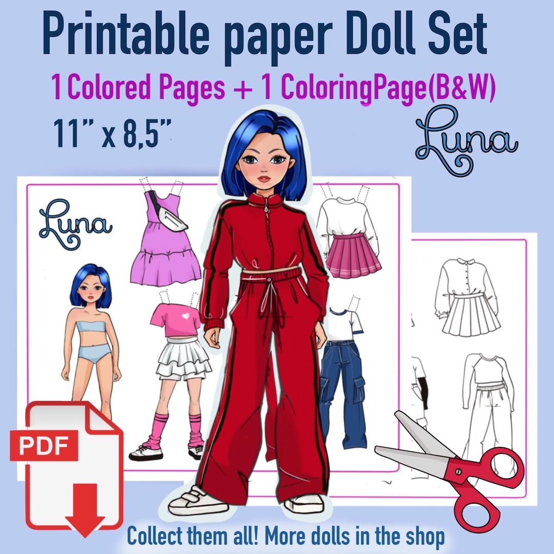 Paper Doll Printable, Paper Doll Clothes, DIY Dolls, Paper Doll Book ...