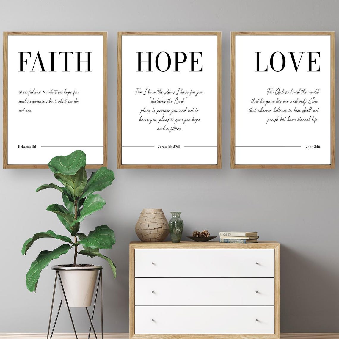 FAITH HOPE LOVE Bible Verse Wall Art Printable Wall Decor Faith ...