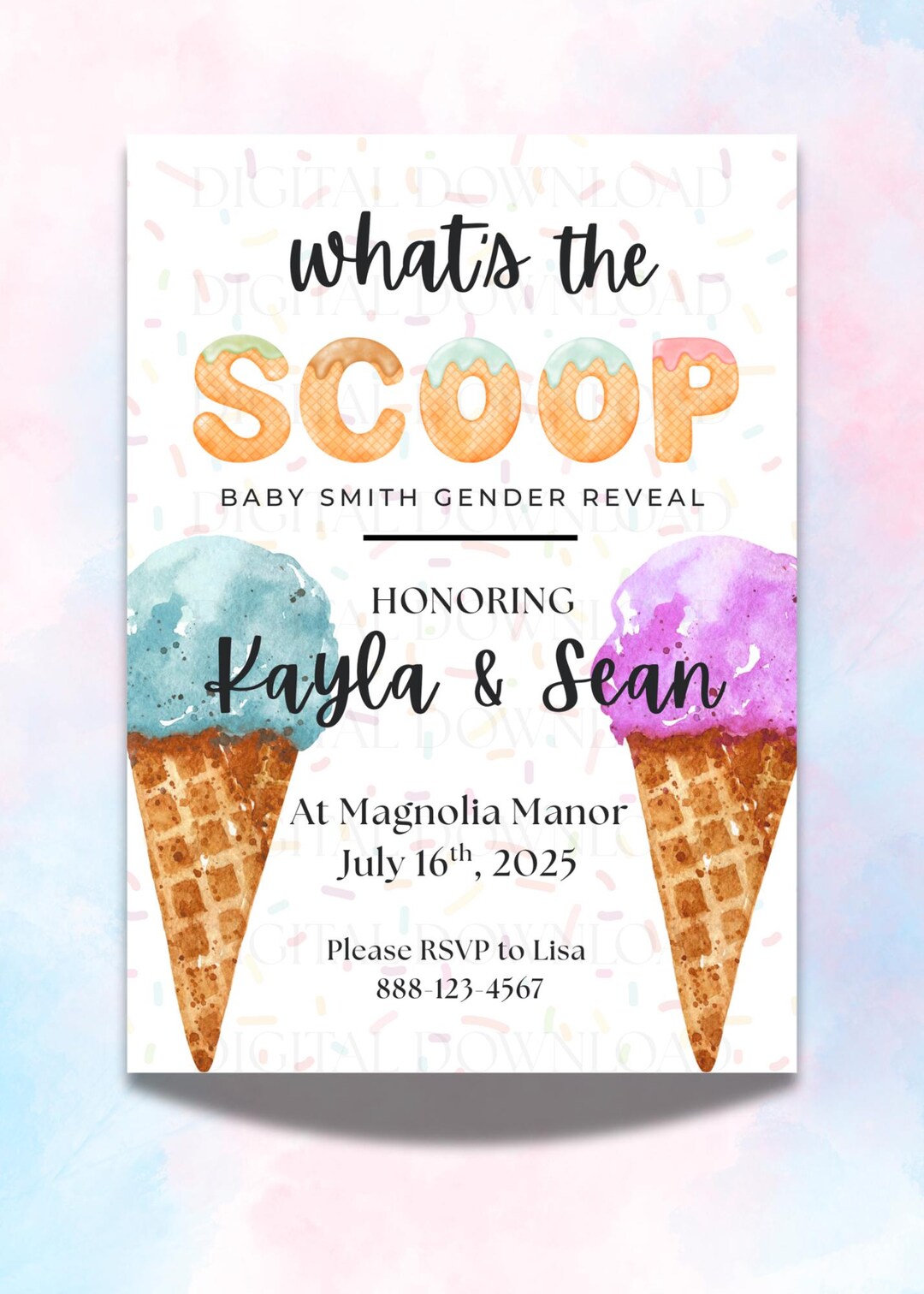 What’s the Scoop Gender Reveal, Gender Reveal Invitation, What’s the ...