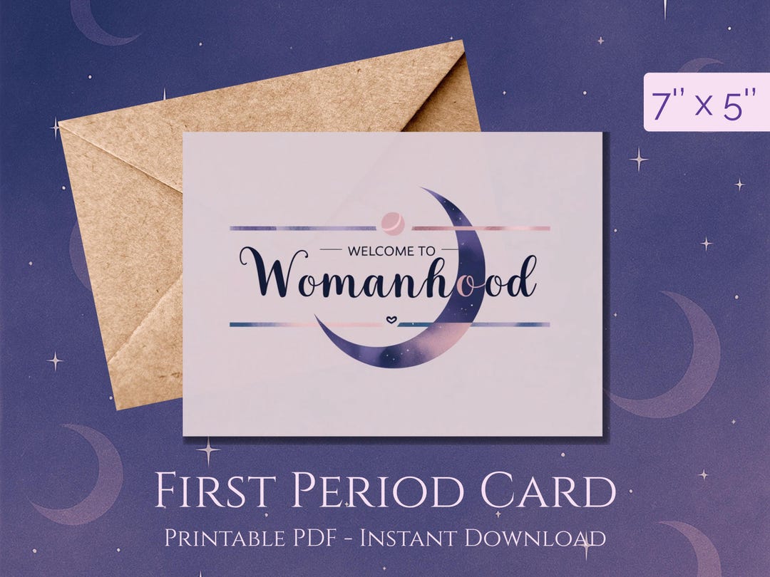 First Period Card Menstruation Celebration Printable Menarche Gift ...