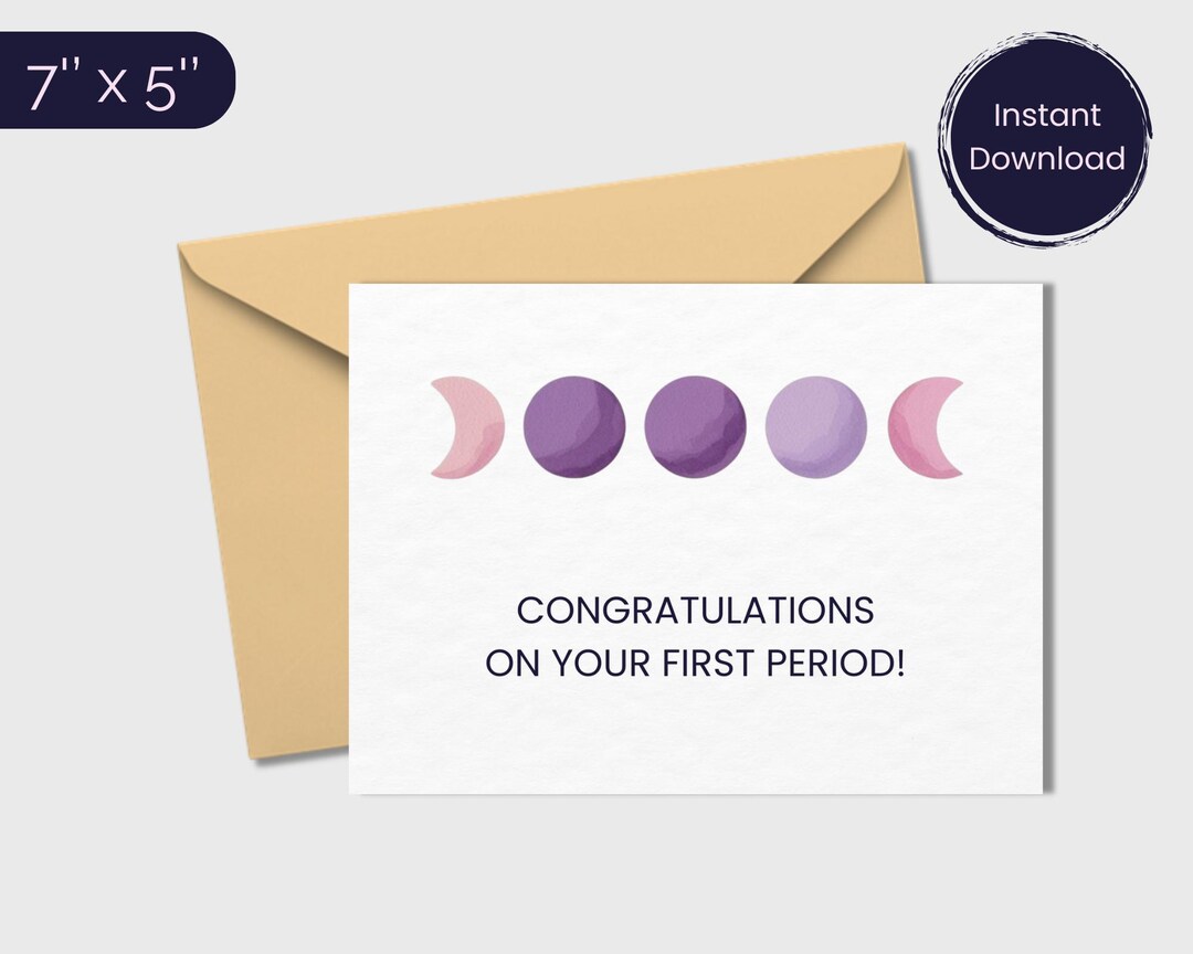 First Period Card for Girls Printable PDF Gift Welcome to Womanhood ...