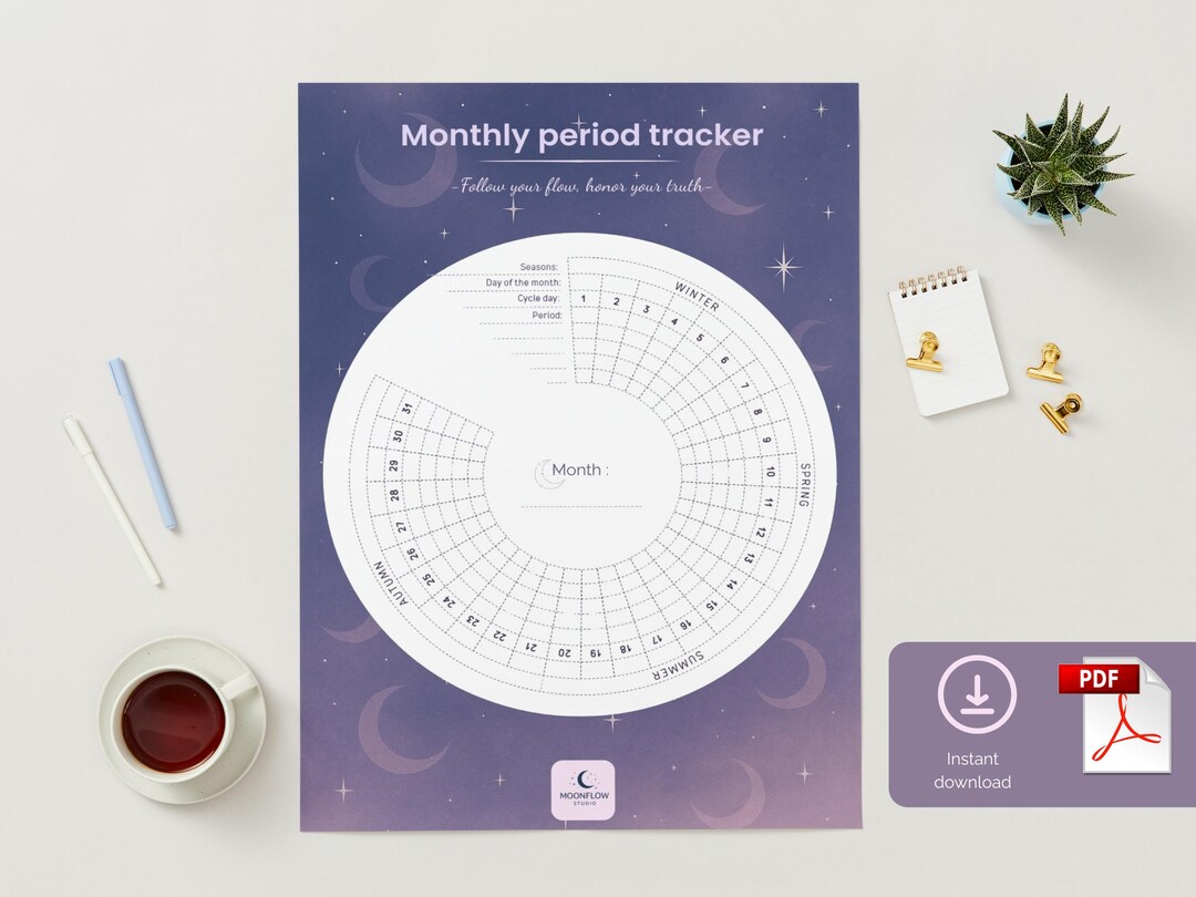Monthly Period Tracker Wheel Menstrual Cycle PDF Circular Cycle Log ...