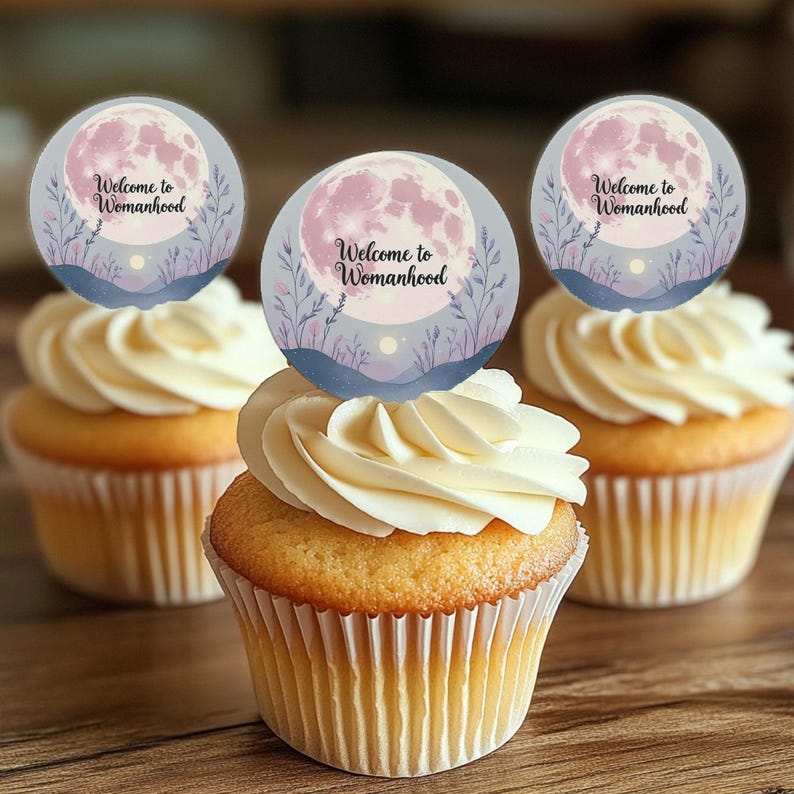 First Period Party Decorations – Cupcake Toppers – First Moon ...