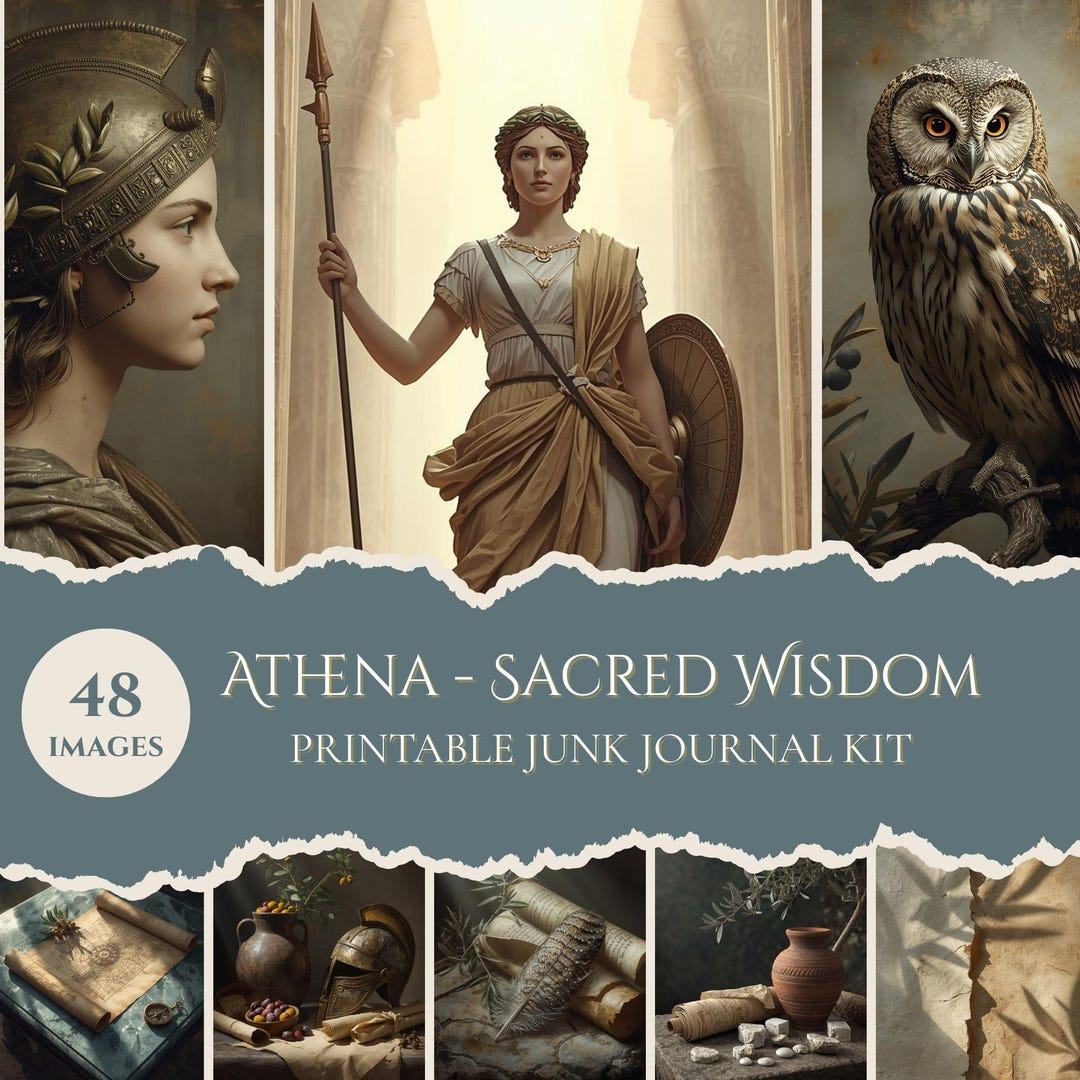 Athena Journal Kit Digital Scrapbook Vintage Wisdom Page Mythology ...