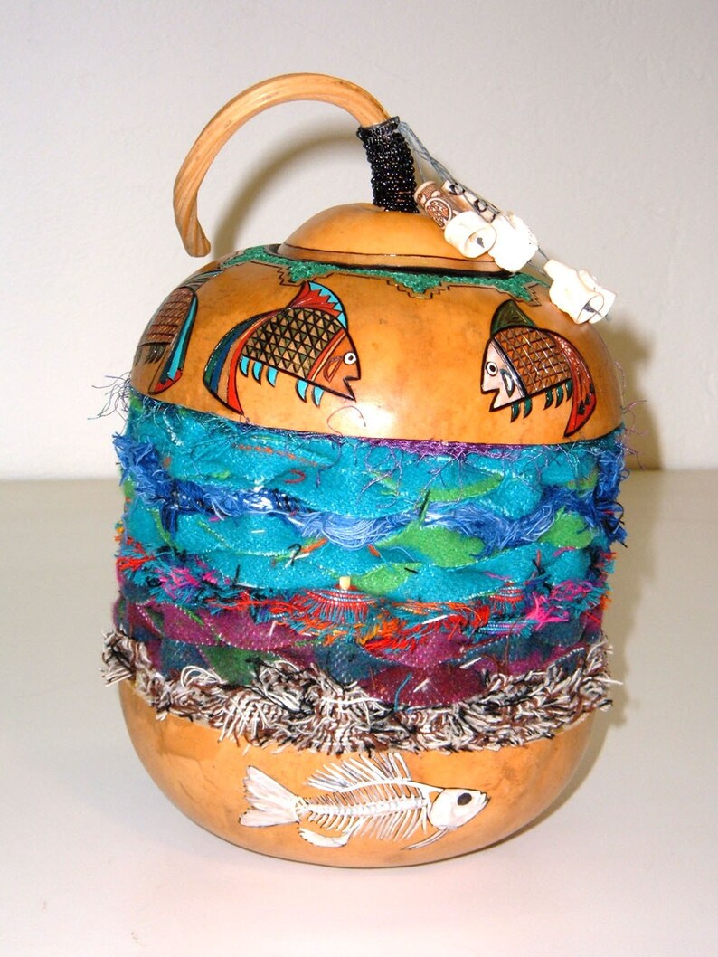 Down Deep, Gourd With Fish Design - Etsy