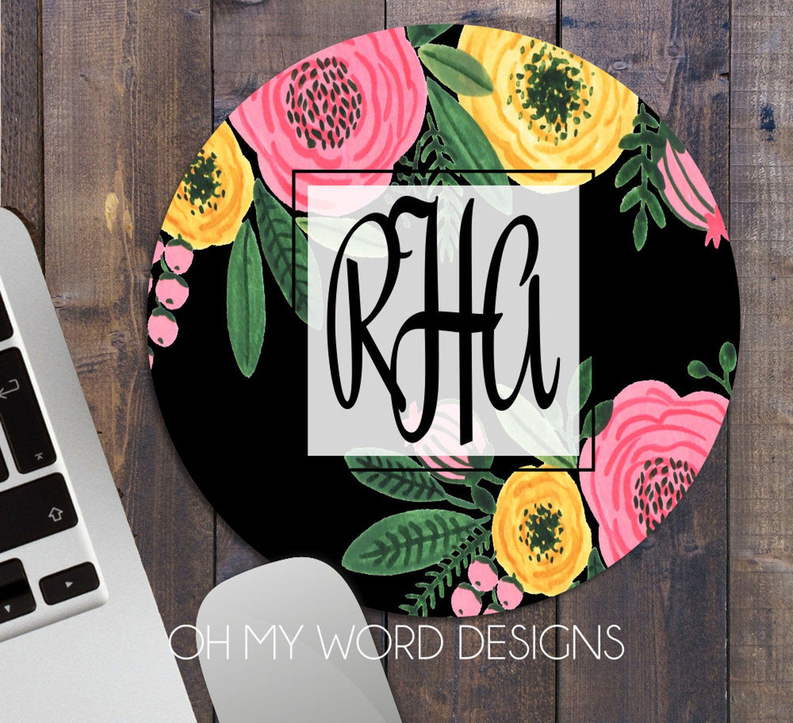 Monogram Mouse Pad-monogram Mouse Pad-desk - Etsy