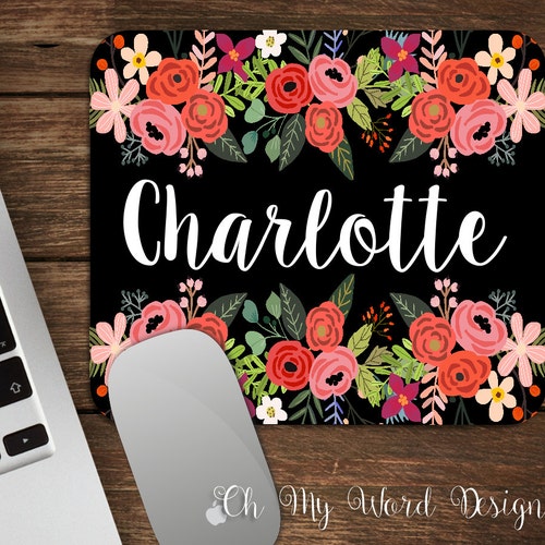 Personalized Mouse Pad Office Decor Watercolor Floral Mouse - Etsy