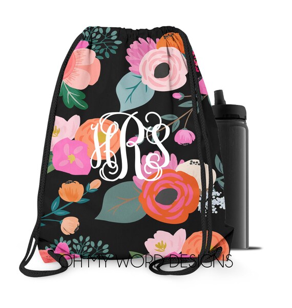 Monogram Draw String Back Pack-personalized Tote Bag-gym | Etsy