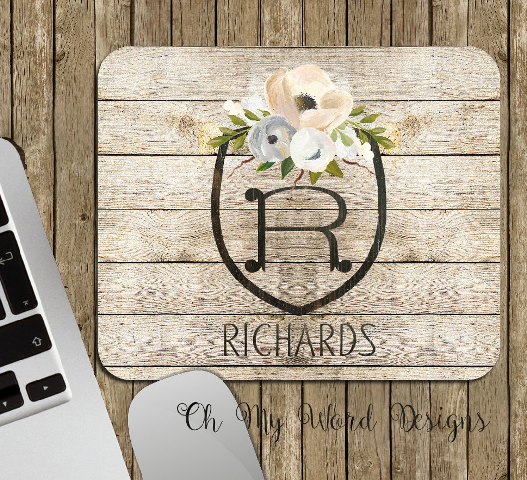 Monogram Mouse Pad-stripe Monogrammed Mouse Pad-shabby Chic-wedding ...