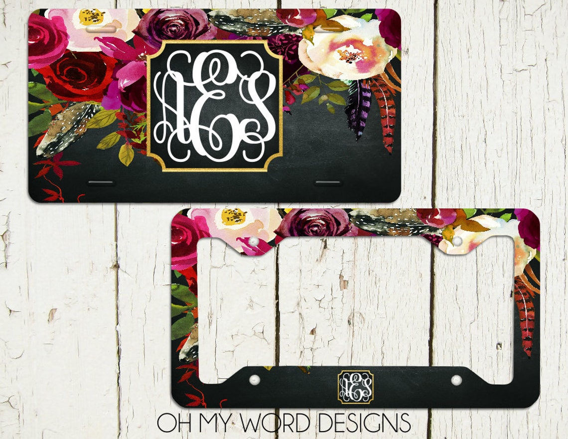 Monogram Car Tag Set-personalized License Plate-monogram Car - Etsy