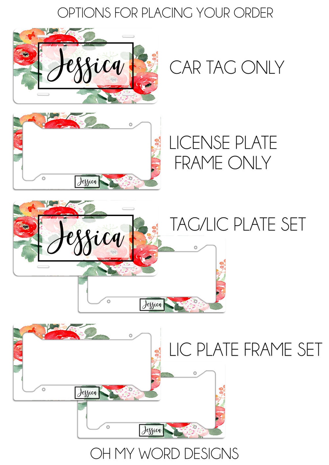 Monogram Car Tag Set-personalized License Plate-monogram Car - Etsy
