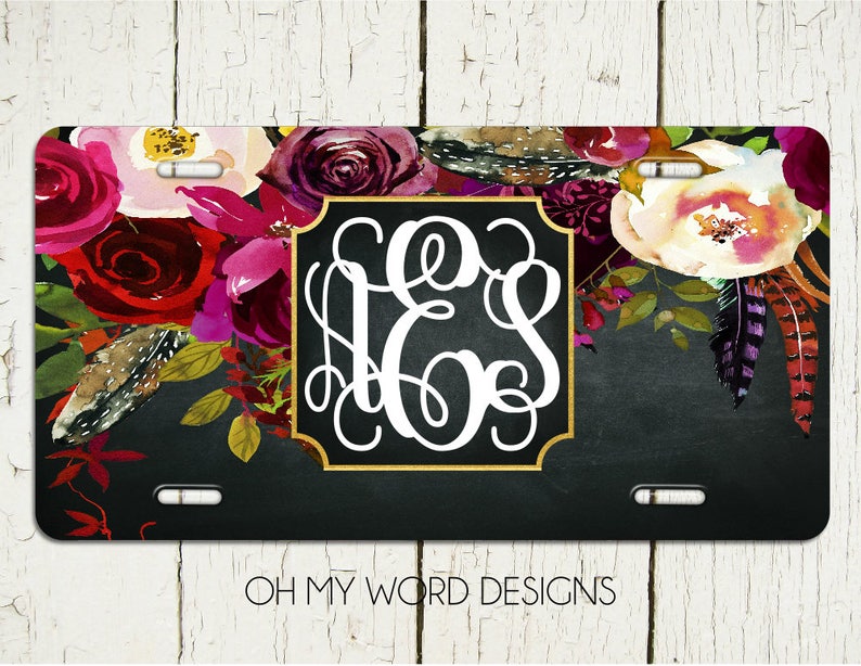 Monogram Car Tag Set-personalized License Plate-monogram Car - Etsy
