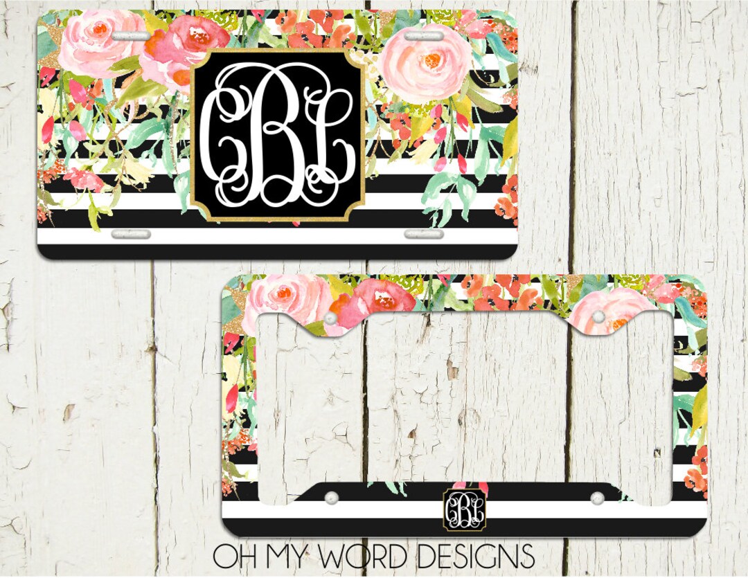 Monogram Car Tag Set-personalized License Plate-monogram Car Tag ...