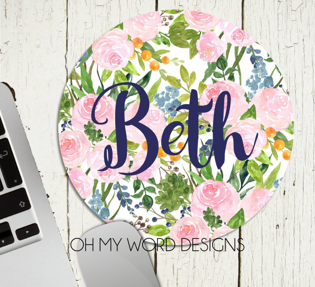 Personalized Mouse Pad-monogram Mouse Pad-desk Accessories-watercolor ...