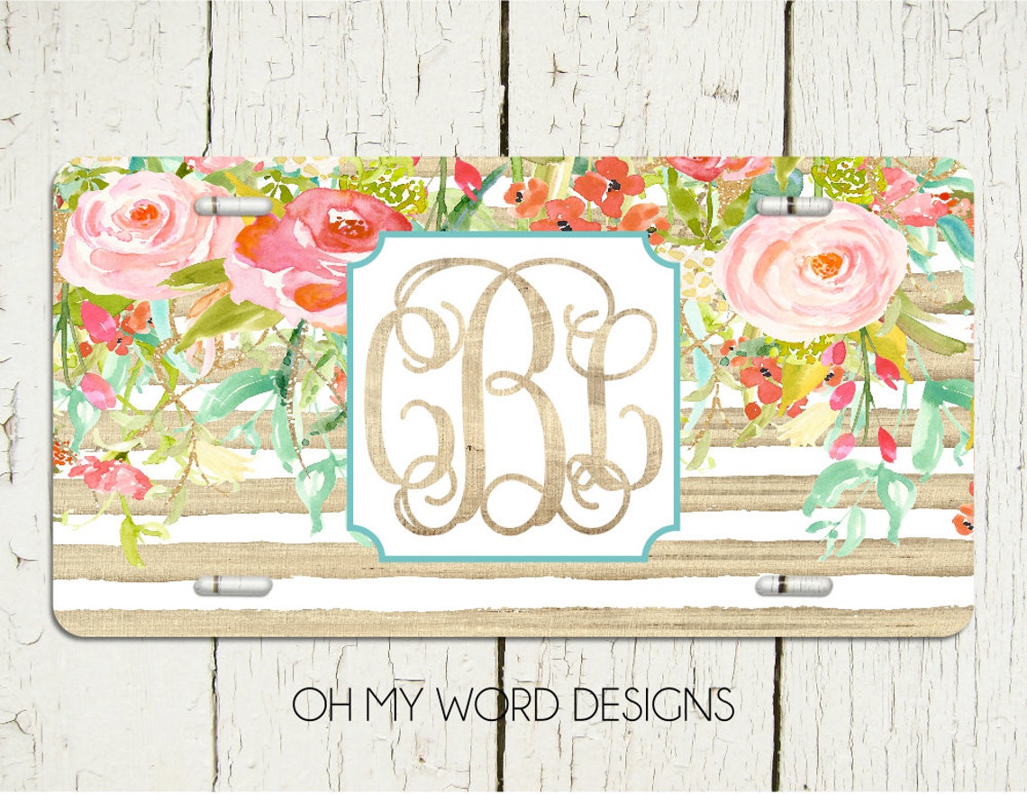 Monogram Car Tag-personalized License Plate-monogram Car - Etsy