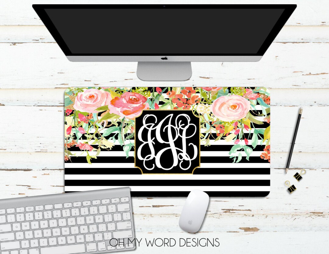 Monogram Desk Mat-desk Mat-over Sized Mouse Pad-neoprene Desk Mat-mouse ...