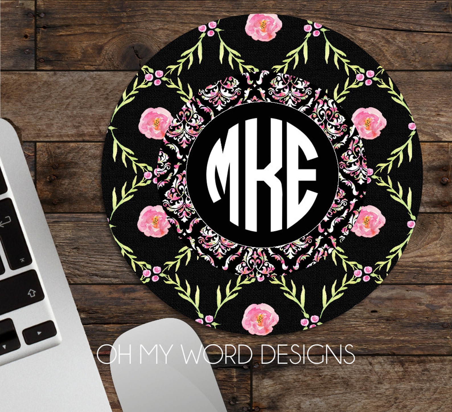 Monogram Mouse Pad-monogram Mouse Pad-desk - Etsy
