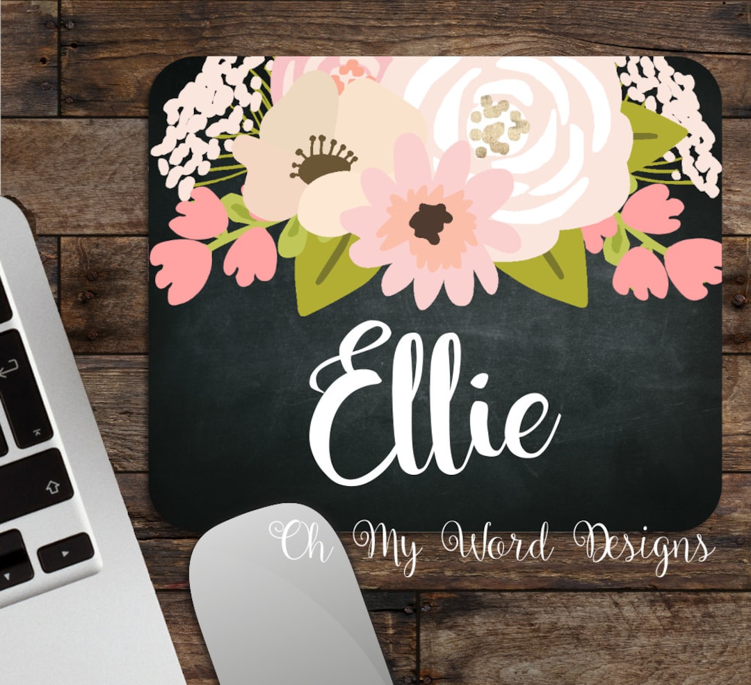 Personalized Mouse Pad-monogram Mouse Pad-water Color Flowers-desk ...