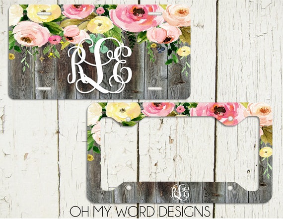 Monogram Car Tag Set-Personalized License Plate-Monogram Car | Etsy