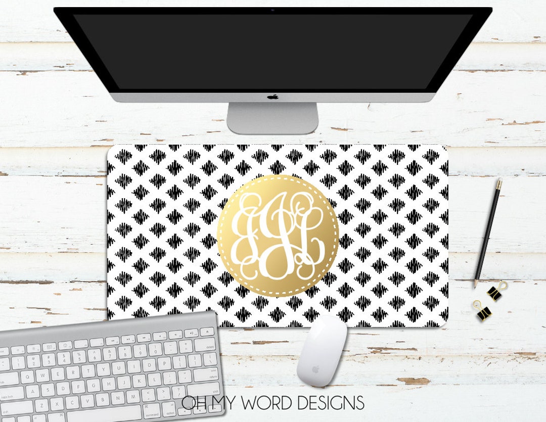 Monogram Desk Mat-desk Mat-over Sized Mouse Pad-neoprene Desk - Etsy