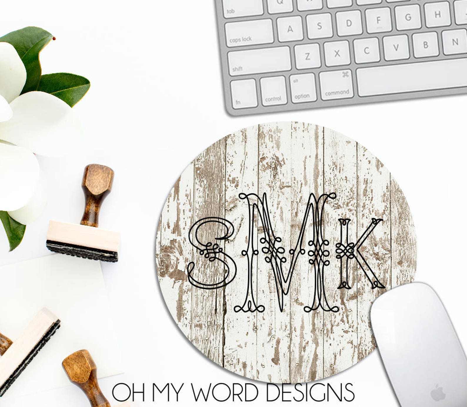 Monogram Mouse Pad-Monogram Mouse Pad-Desk Accessories-Rustic | Etsy