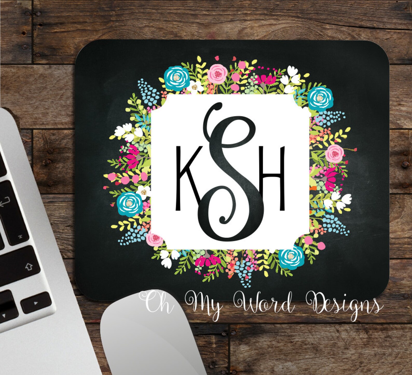 Monogram Mouse Pad-monogram Mouse Pad-personalized Mouse - Etsy