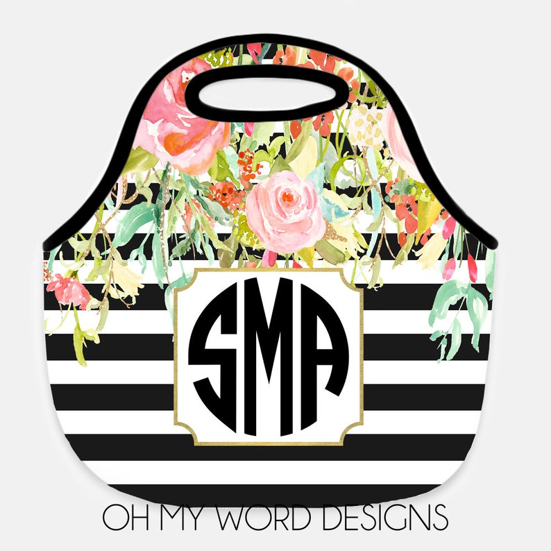 Monogram Lunch Tote-neoprene Lunch Tote-lunch Bag-monogram | Etsy