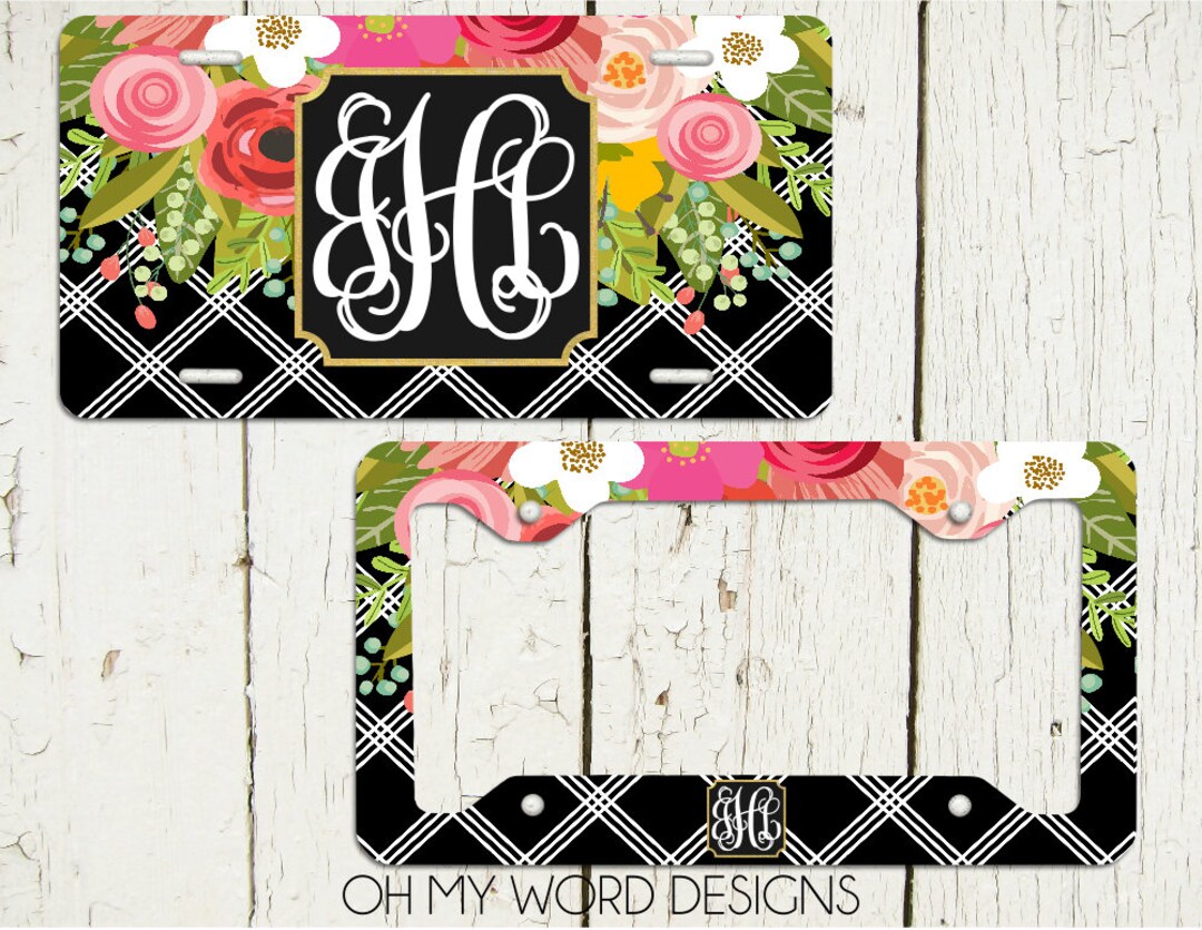 Monogram Car Tag-personalized License Plate-monogrammed License Plate ...