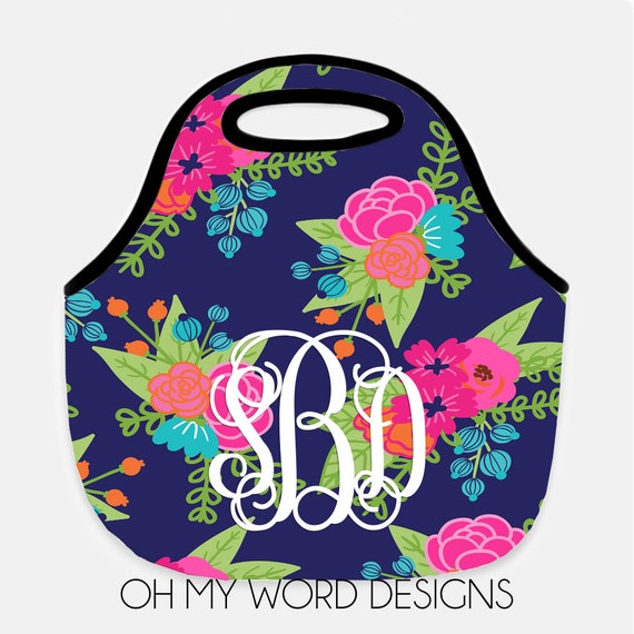 Monogram Lunch Tote-neoprene Lunch Tote-lunch Bag-monogram | Etsy