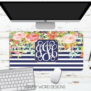 Monogram Desk Mat-desk Mat-over Sized Mouse Pad-neoprene Desk Mat-mouse ...
