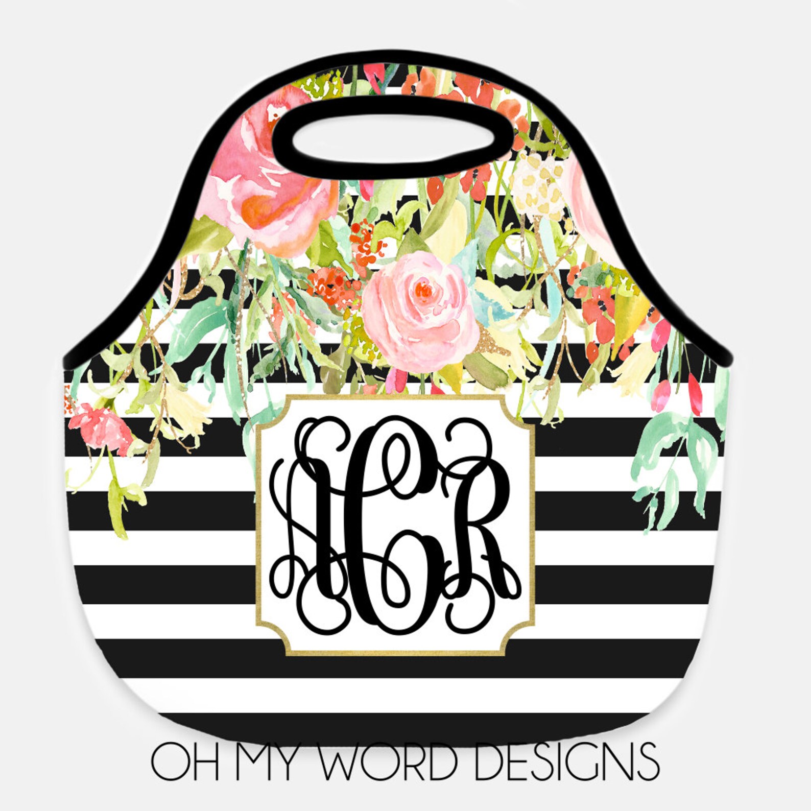 Monogram Lunch Tote-neoprene Lunch Tote-lunch Bag-monogram | Etsy