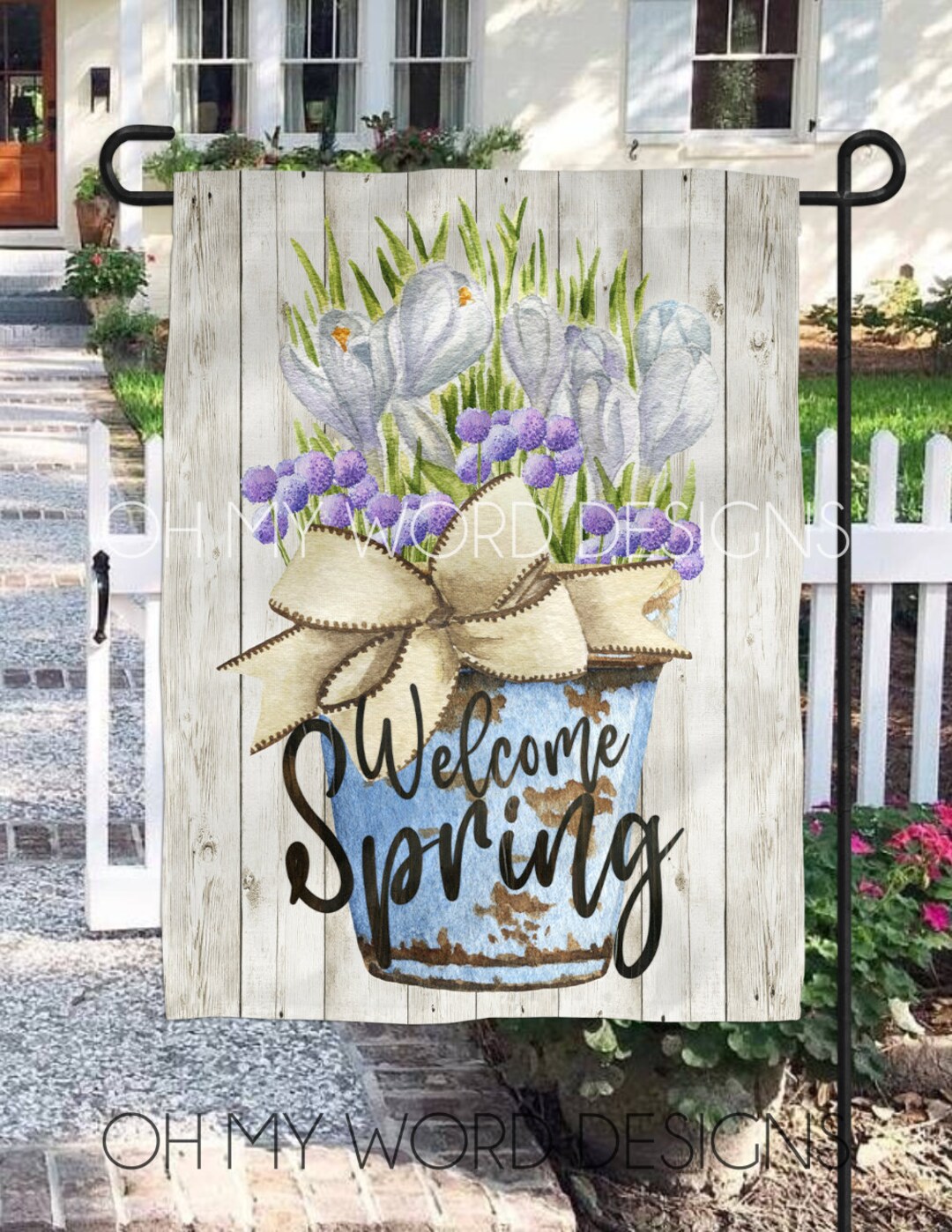 Personalized Garden Flag-welcome Flag-welcome Spring Garden Flag ...